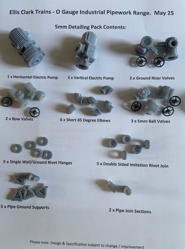 Made in Manchester Models O Gauge Industrial 5mm Pipework Detailing Pa ...